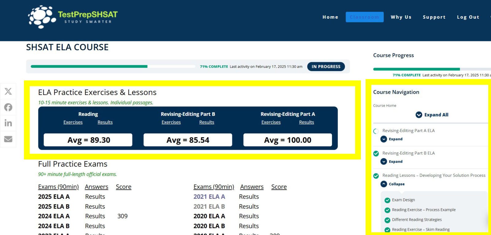 SHSAT ELA COURSE – SAT, SHSAT & BCA Test Prep